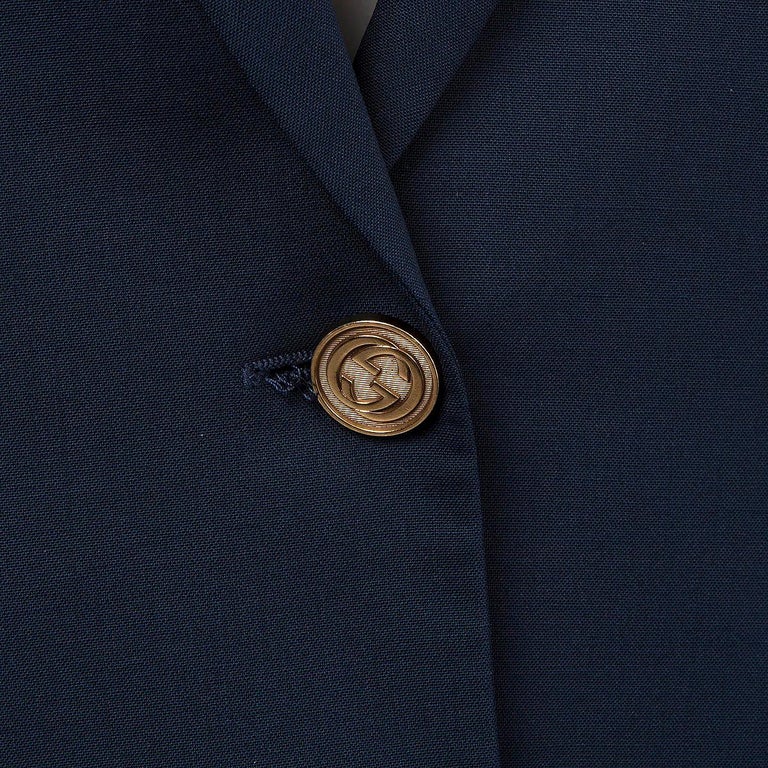 GUCCI navy blue wool CLASSIC SINGLE BUTTON Blazer Jacket 46 XL For Sale ...
