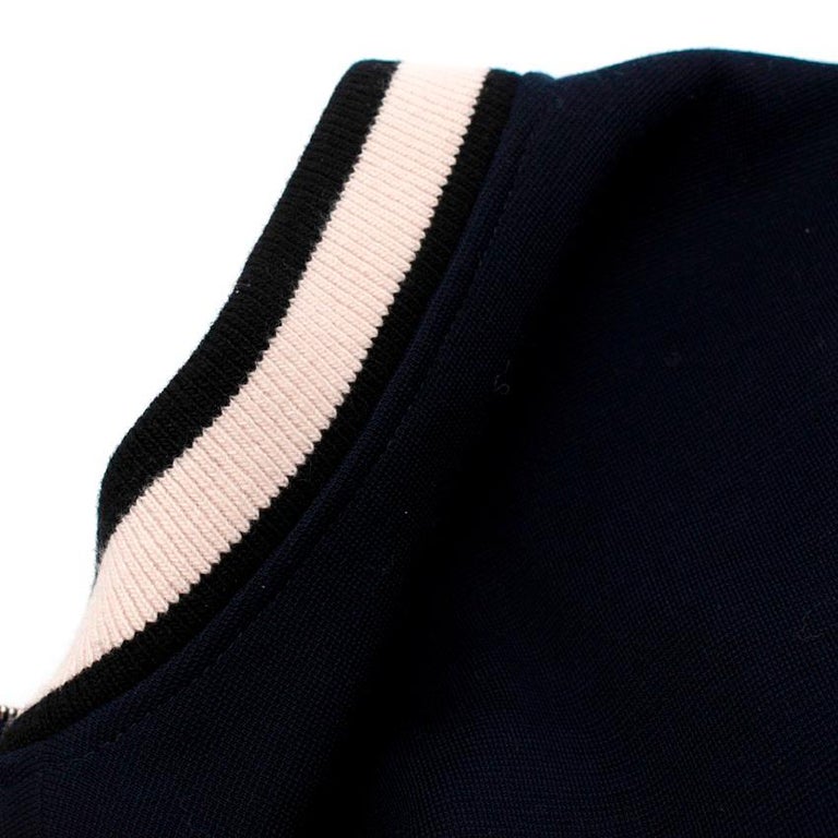 Gucci Navy Wool-Blend Logo Patch Bomber Jacket For Sale at 1stDibs