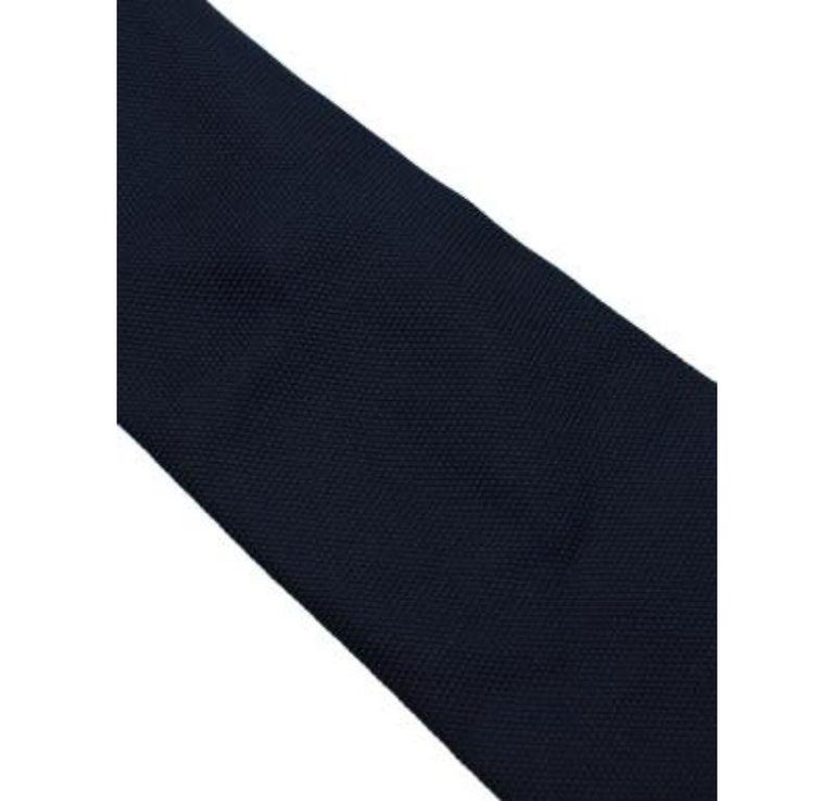 Gucci Navy Woven Texture Silk Tie For Sale at 1stDibs