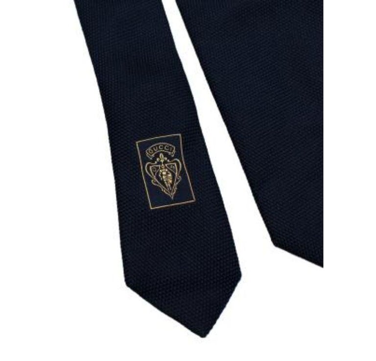 Gucci Navy Woven Texture Silk Tie For Sale at 1stDibs