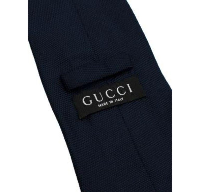 Gucci Navy Woven Texture Silk Tie For Sale at 1stDibs