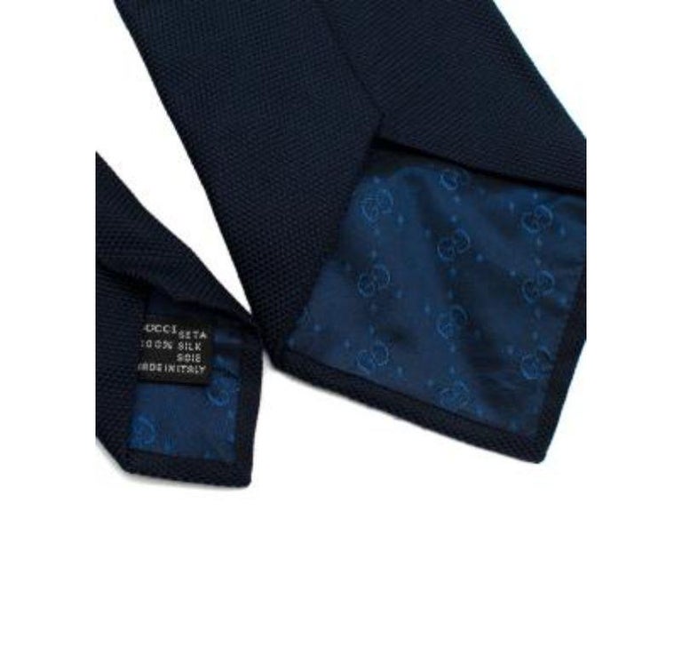Gucci Navy Woven Texture Silk Tie For Sale at 1stDibs