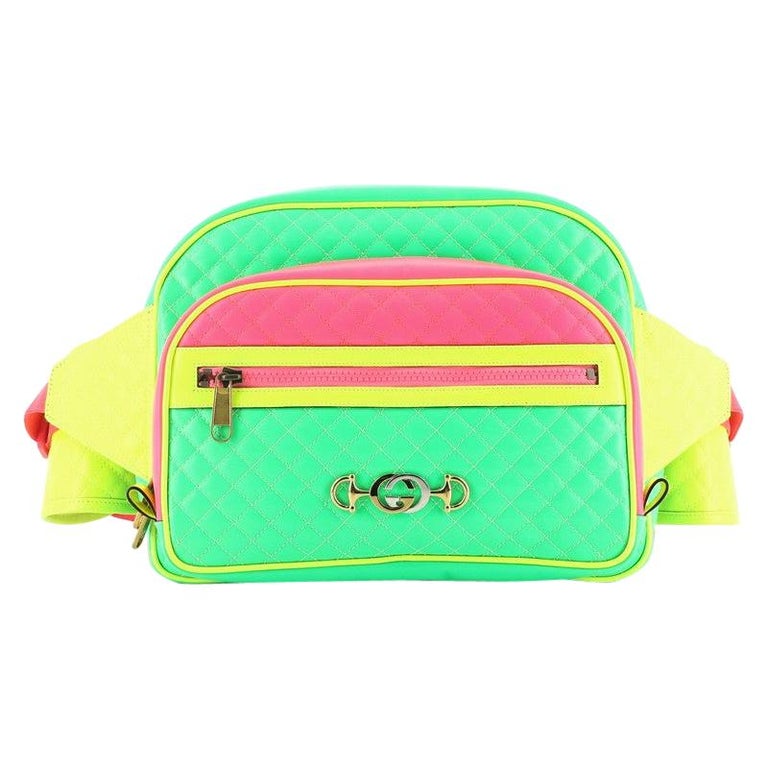 Gucci Neon Front Pocket Waist Bag Quilted Leather Large at 1stDibs