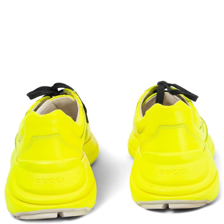 GUCCI neon yellow leather RYTHON Sneakers Shoes 8 42 (mens) or 40 ...