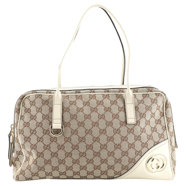 Gucci New Britt Boston Bag GG Canvas Medium at 1stDibs