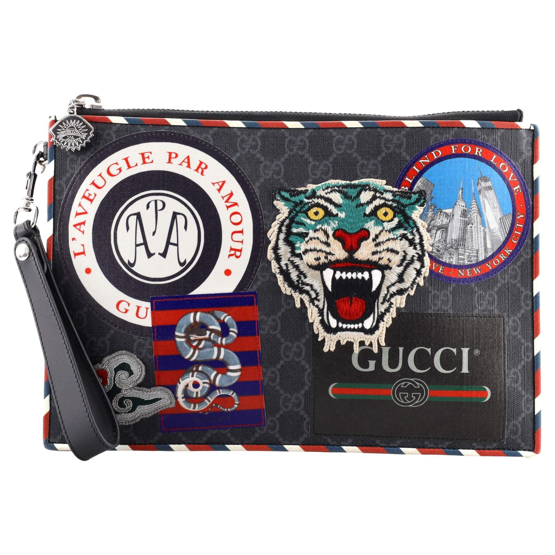 Gucci Night Courrier Pouch GG Coated Canvas with Applique For Sale at ...