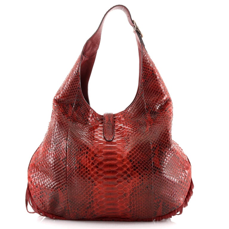 Gucci Nouveau Fringe Jackie Hobo Python at 1stDibs