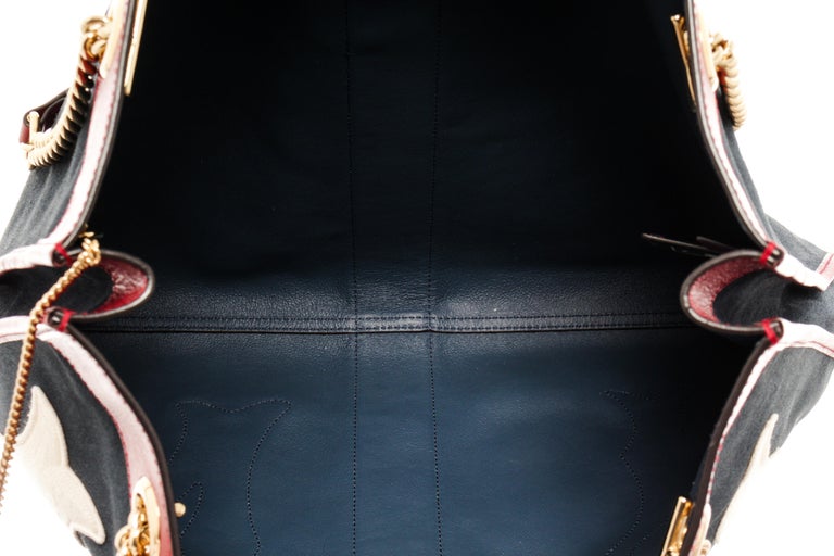 Gucci NY Navy Suede Red Leather Yankees Rajah Bag For Sale at 1stDibs