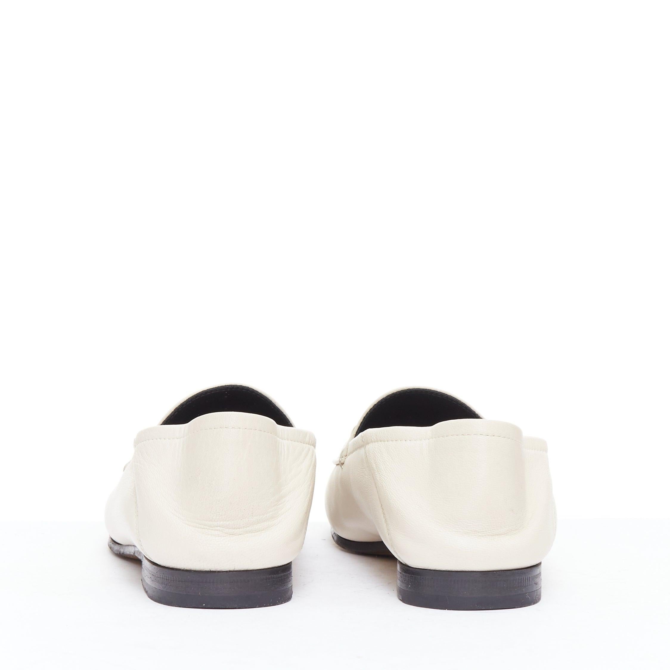 GUCCI off white leather gold horsebit buckles 2 way loafer shoes EU37.5 For Sale at 1stDibs