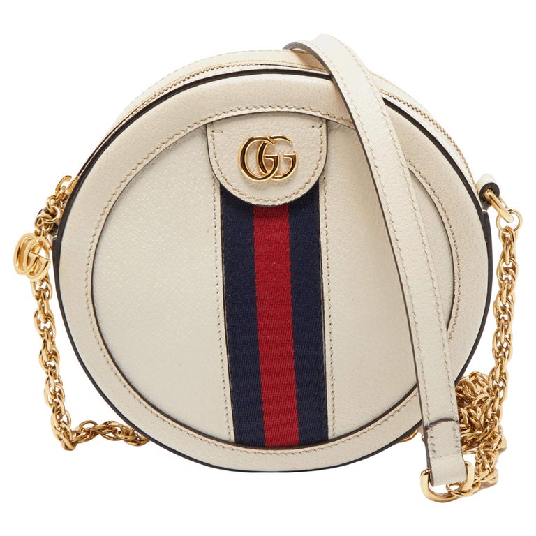 Gucci Off White Leather Mini Ophidia Round Handbag For Sale at 1stDibs