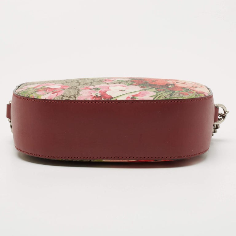 Gucci Old Rose GG Supreme Blooms Canvas and Leather Mini Chain ...
