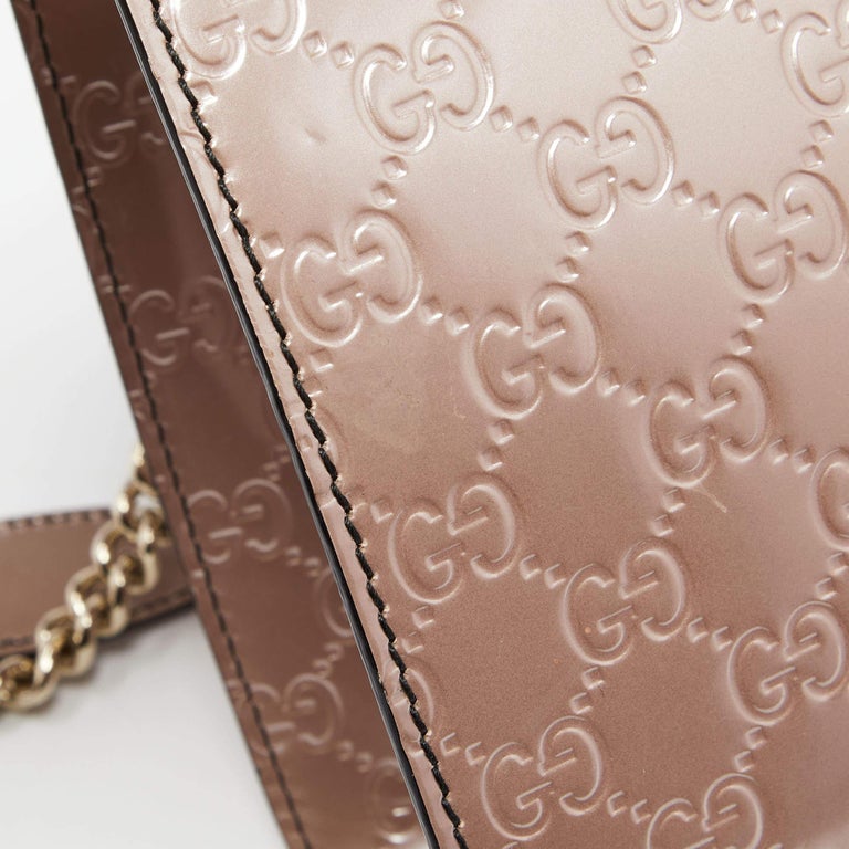 Gucci Old Rose Guccissima Patent Leather Large Emily Chain Shoulder Bag ...