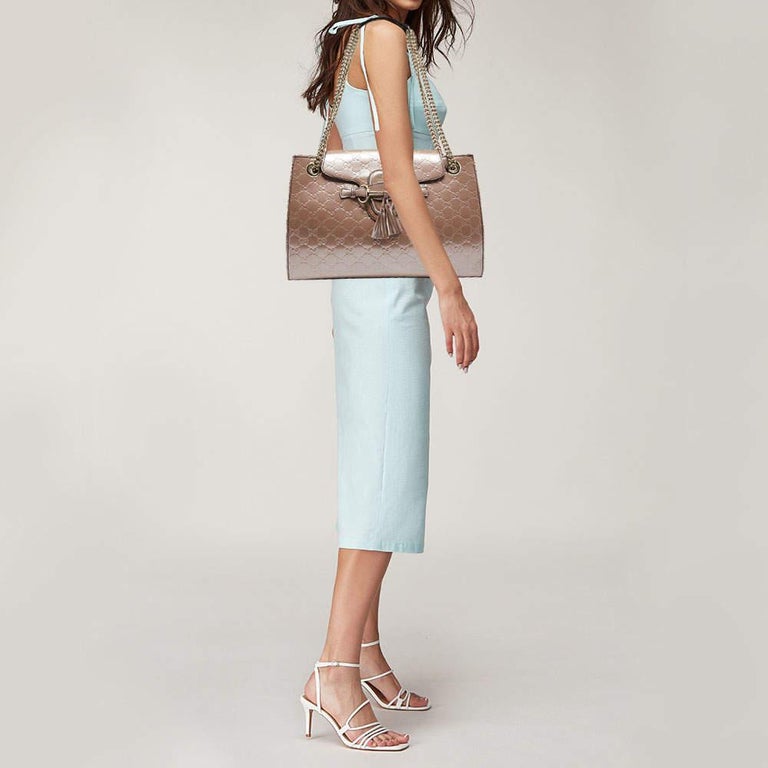 Gucci Old Rose Guccissima Patent Leather Large Emily Chain Shoulder Bag ...