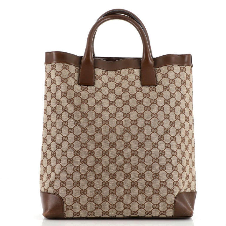 Gucci Open Tote GG Canvas with Leather Tall For Sale at 1stDibs