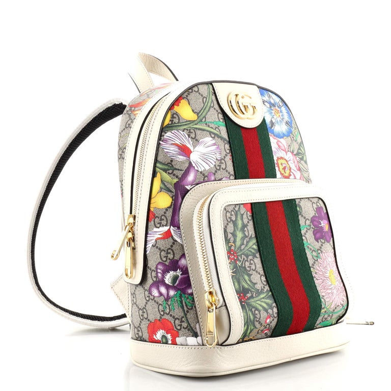 Gucci Ophidia Backpack Flora GG Coated Canvas Small For Sale at 1stDibs