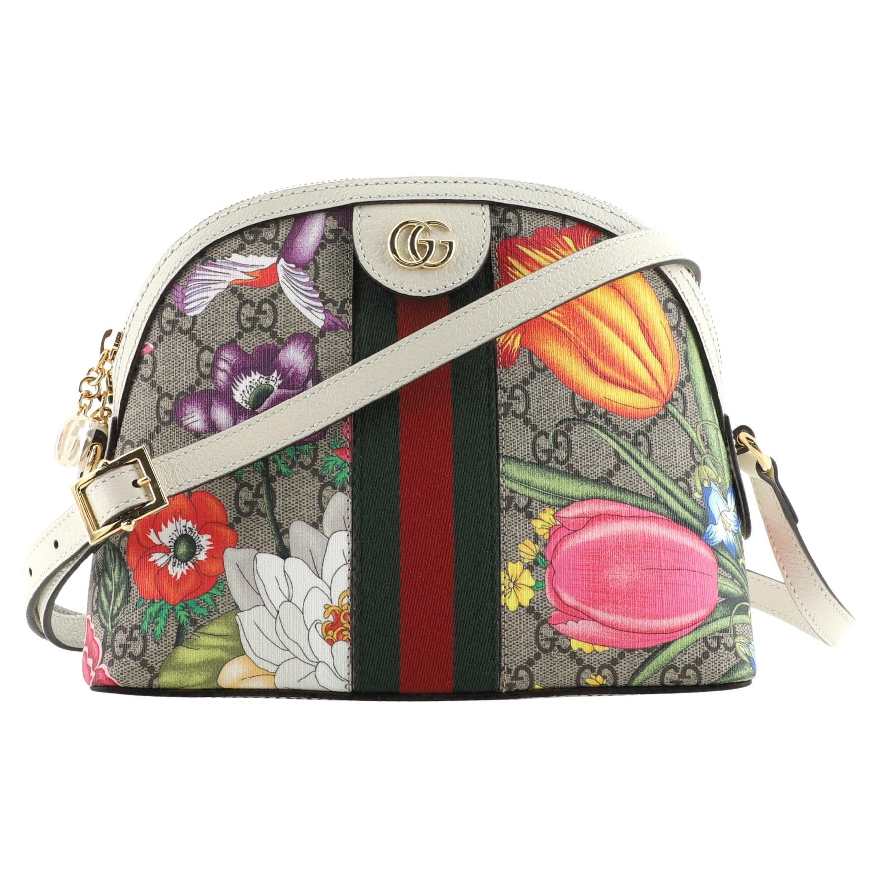 Gucci Green Black Monogram Canvas Leather Round Zip Top Shoulder Bag ...