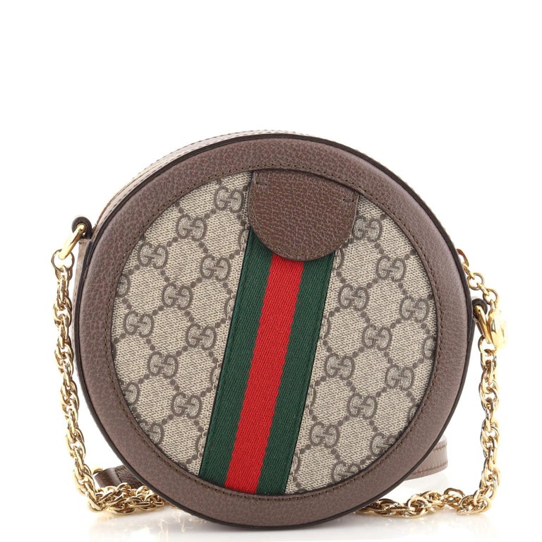 Gucci Ophidia Round Shoulder Bag GG Coated Canvas Mini For Sale at 1stDibs