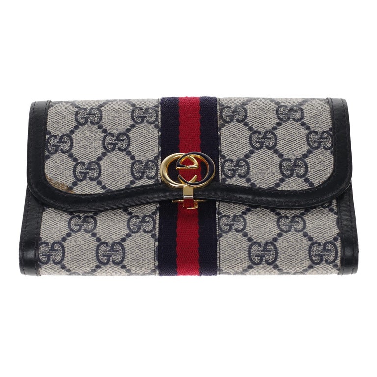 Gucci Ophidia set: Shoulder bag, wallet, cigarette holder in navy blue ...