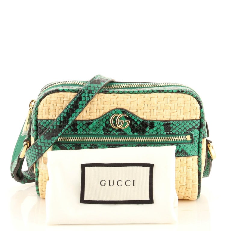 Gucci Ophidia Shoulder Bag Raffia with Snakeskin Mini at 1stDibs