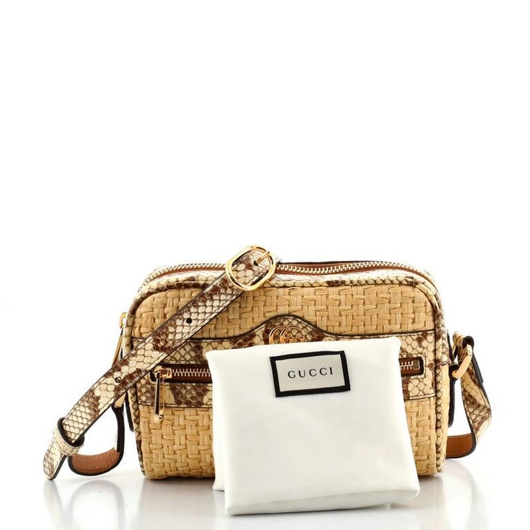 Gucci Ophidia Shoulder Bag Raffia with Snakeskin Mini at 1stDibs