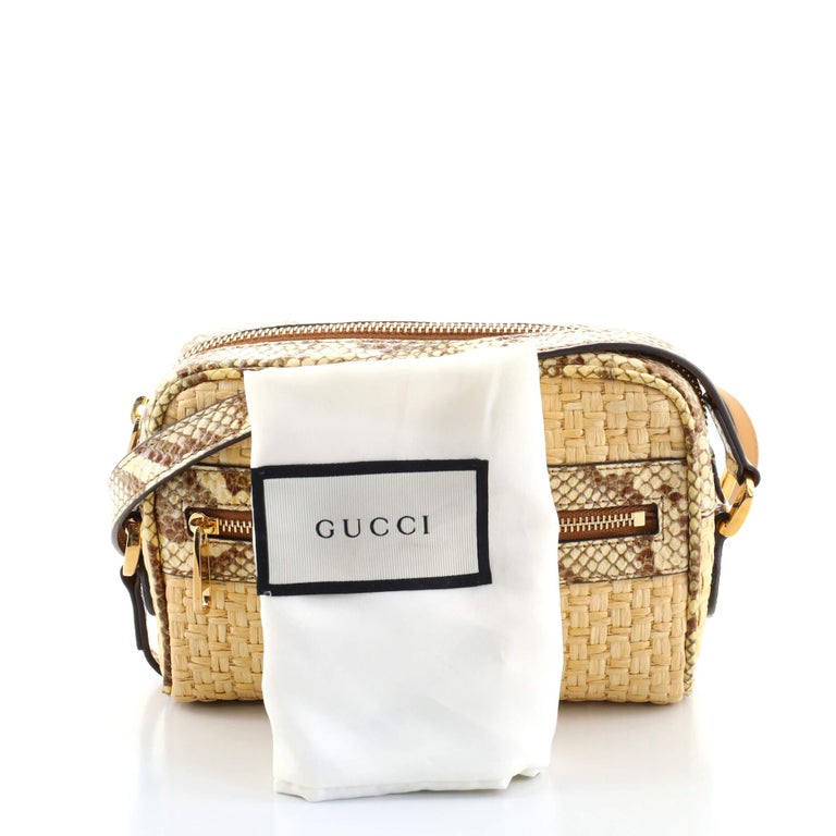 Gucci Ophidia Shoulder Bag Raffia with Snakeskin Mini at 1stDibs