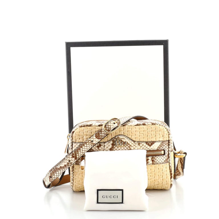 Gucci Ophidia Shoulder Bag Raffia with Snakeskin Mini at 1stDibs
