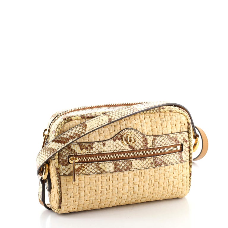 Gucci Ophidia Shoulder Bag Raffia with Snakeskin Mini at 1stDibs