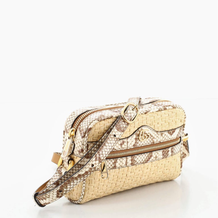 Gucci Ophidia Shoulder Bag Raffia with Snakeskin Mini at 1stDibs