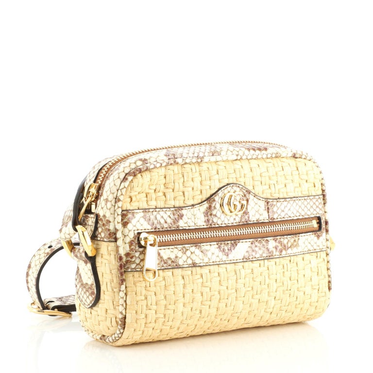 Gucci Ophidia Shoulder Bag Raffia with Snakeskin Mini at 1stDibs