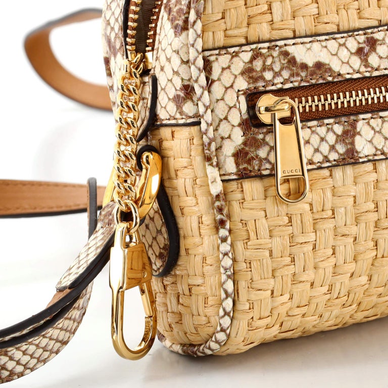 Gucci Ophidia Shoulder Bag Raffia with Snakeskin Mini at 1stDibs