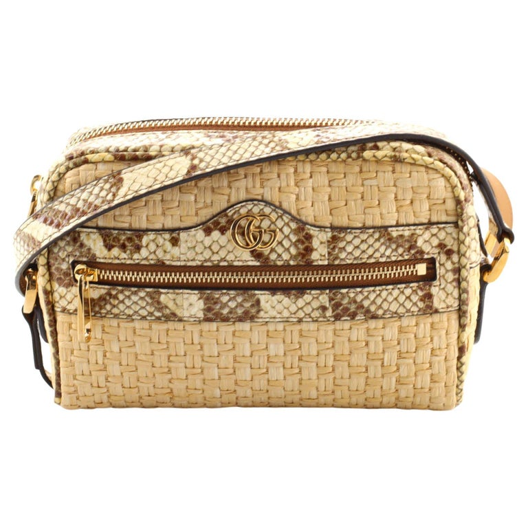 Gucci Ophidia Shoulder Bag Raffia with Snakeskin Mini at 1stDibs