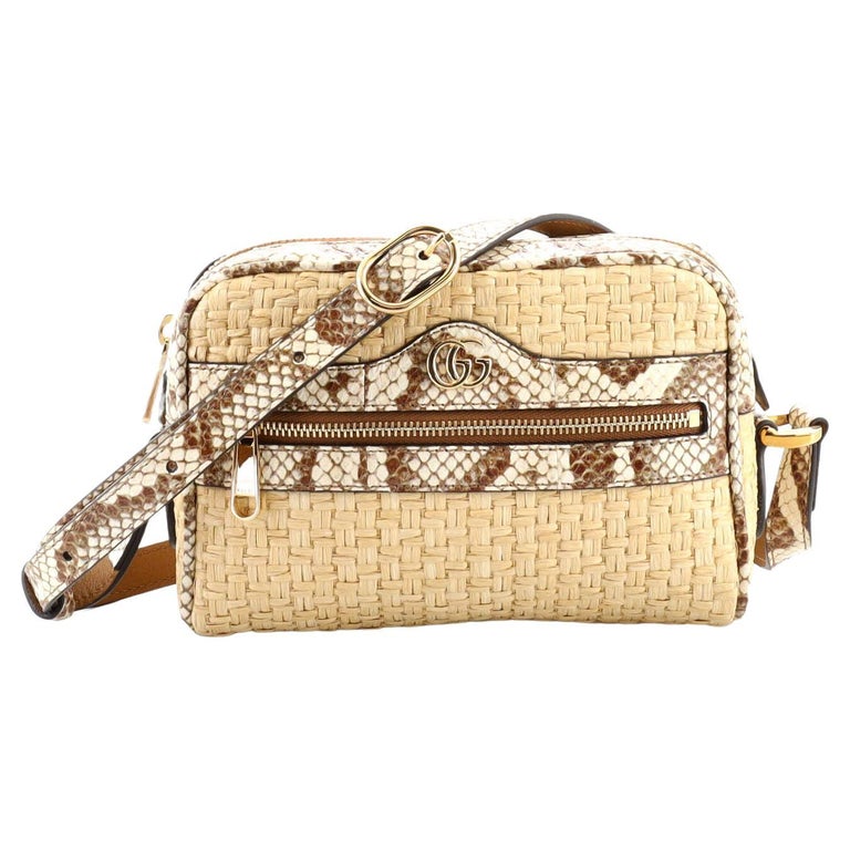 Gucci Ophidia Shoulder Bag Raffia with Snakeskin Mini at 1stDibs