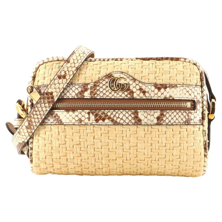 Gucci Ophidia Shoulder Bag Raffia with Snakeskin Mini at 1stDibs