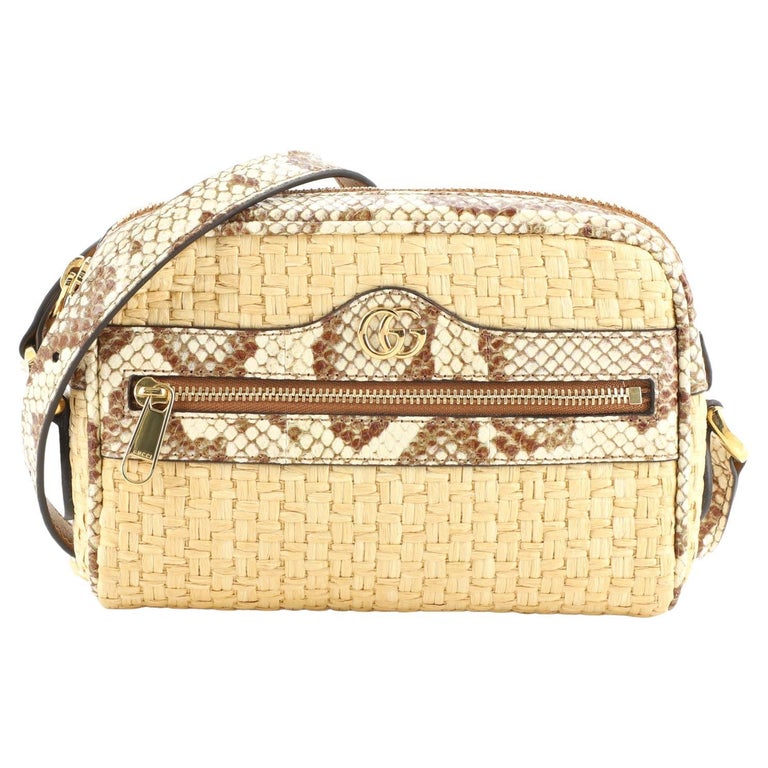 Gucci Ophidia Shoulder Bag Raffia with Snakeskin Mini at 1stDibs