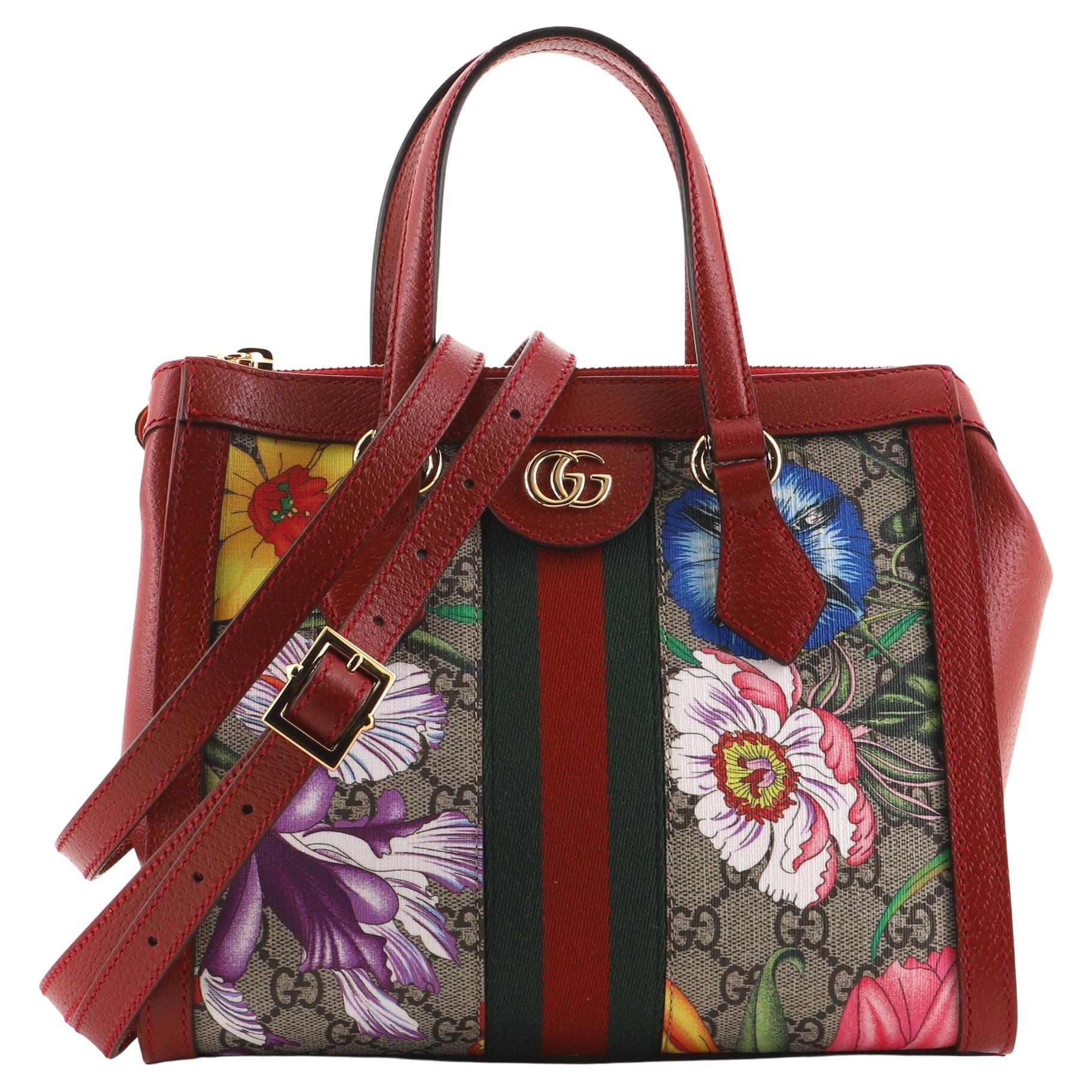 Gucci Multicolor GG Supreme Flora Canvas and Leather Small Ophidia Tote ...
