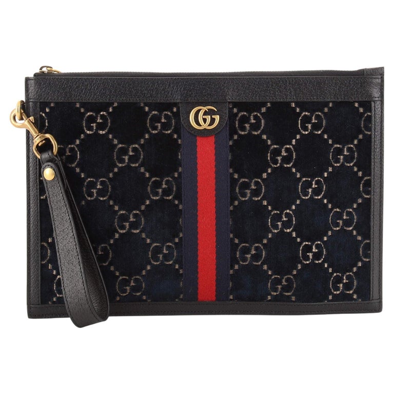 Gucci Ophidia Zip Pouch GG Velvet Large For Sale at 1stDibs