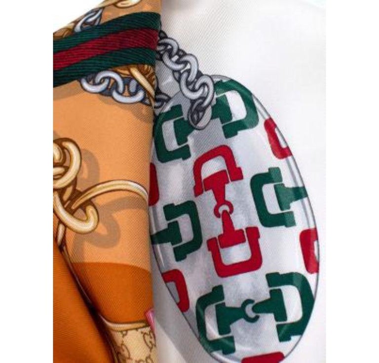 Gucci Orange Charms Print Silk Scarf For Sale at 1stDibs