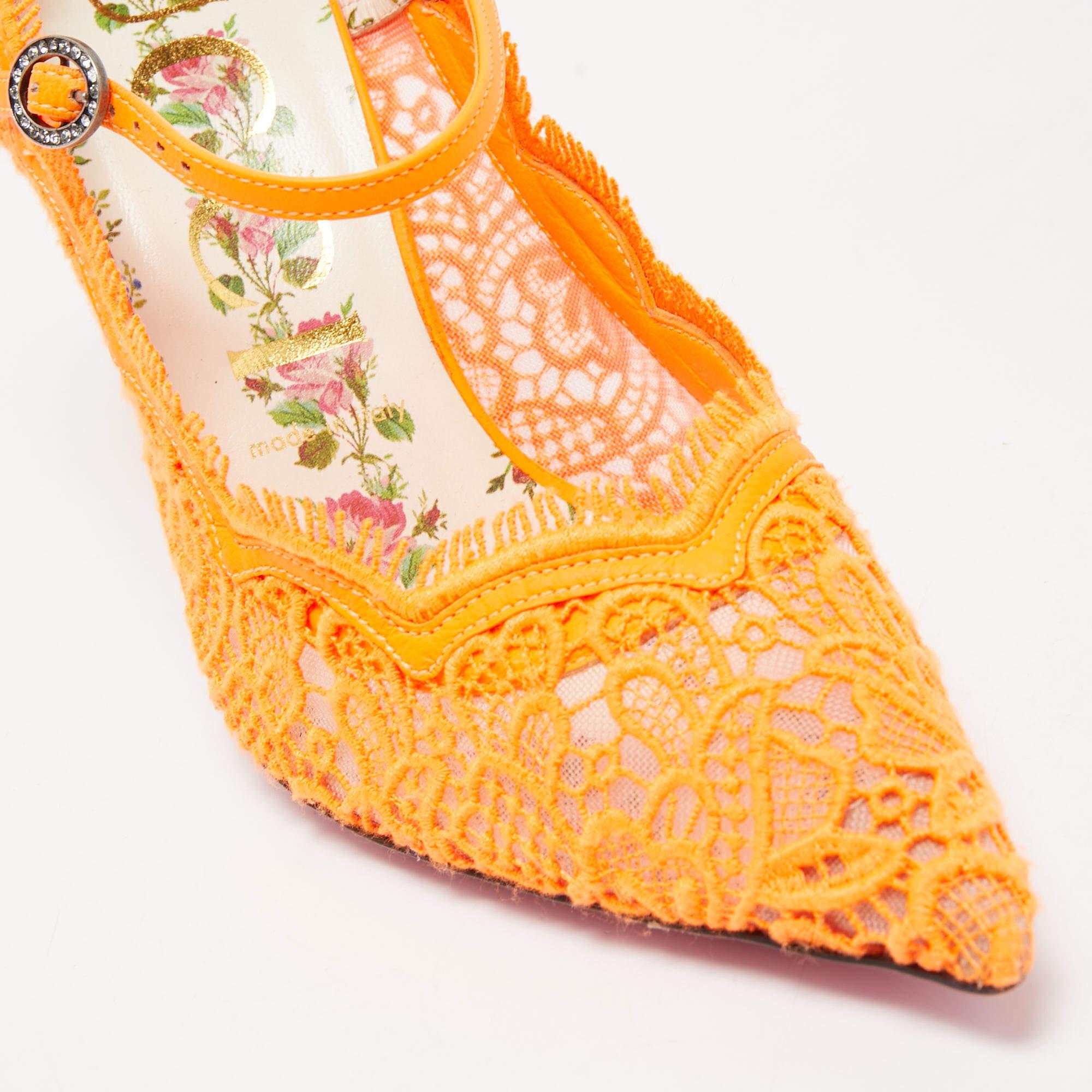 Gucci Orange Fabric and Leather Virginia Mary Jane Pumps Size 38 at 1stDibs