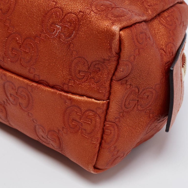 Gucci Orange GG Leather Pouch For Sale at 1stDibs