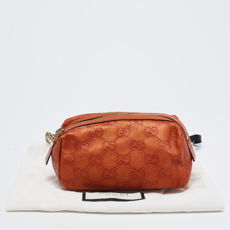 Gucci Orange GG Leather Pouch For Sale at 1stDibs