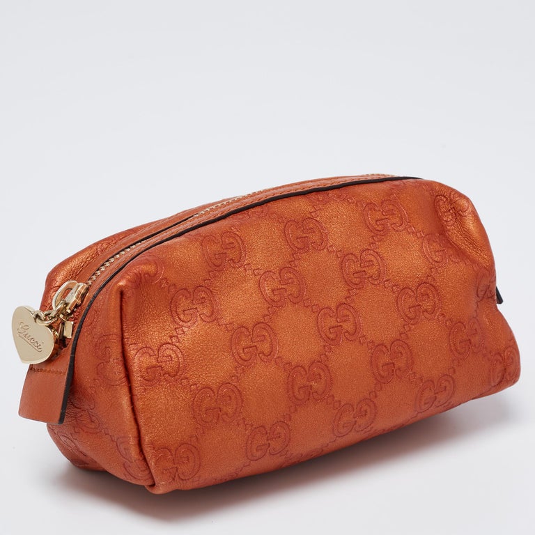 Gucci Orange GG Leather Pouch For Sale at 1stDibs