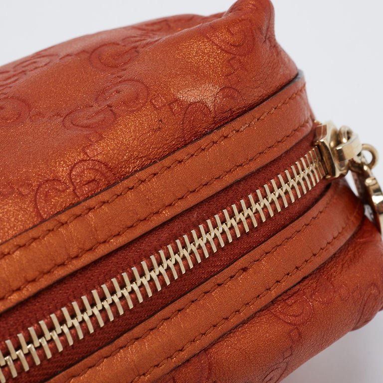 Gucci Orange GG Leather Pouch For Sale at 1stDibs