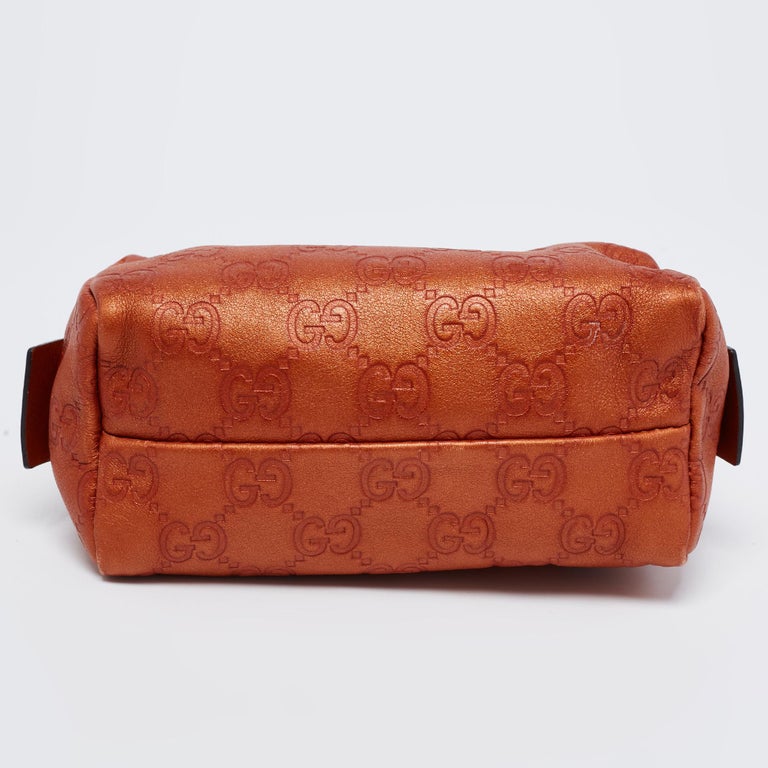 Gucci Orange GG Leather Pouch For Sale at 1stDibs