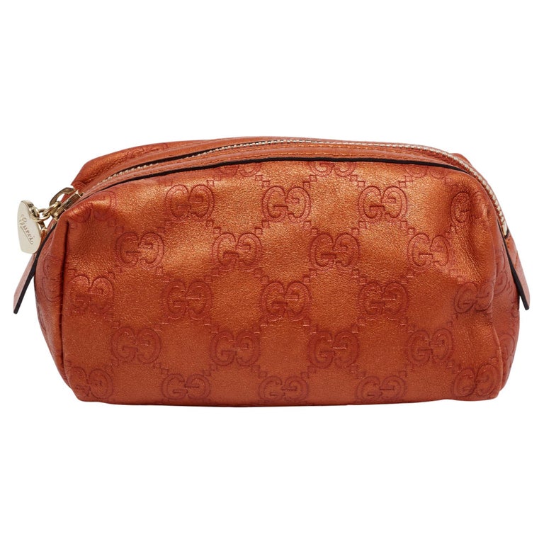 Gucci Orange GG Leather Pouch For Sale at 1stDibs