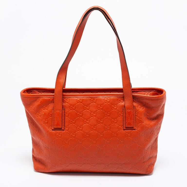 Gucci Orange Guccissima Leather Small Shopper Tote For Sale at 1stDibs