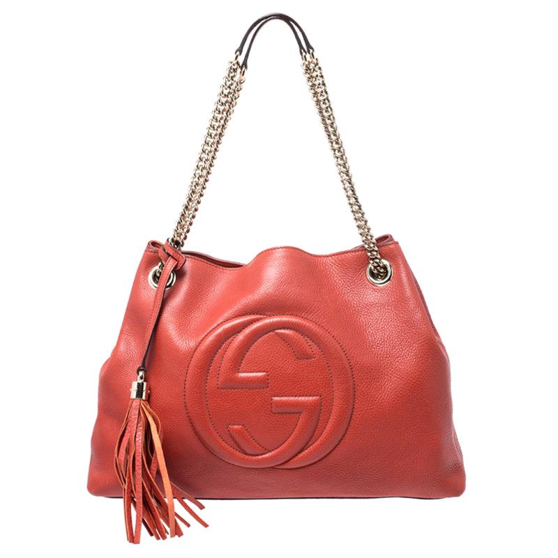 Gucci Dark Pink Patent Leather Medium Soho Tote For Sale at 1stdibs