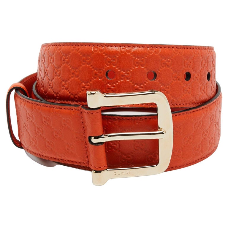 Gucci Orange Microguccissima Leather Buckle Belt 80CM For Sale at 1stDibs