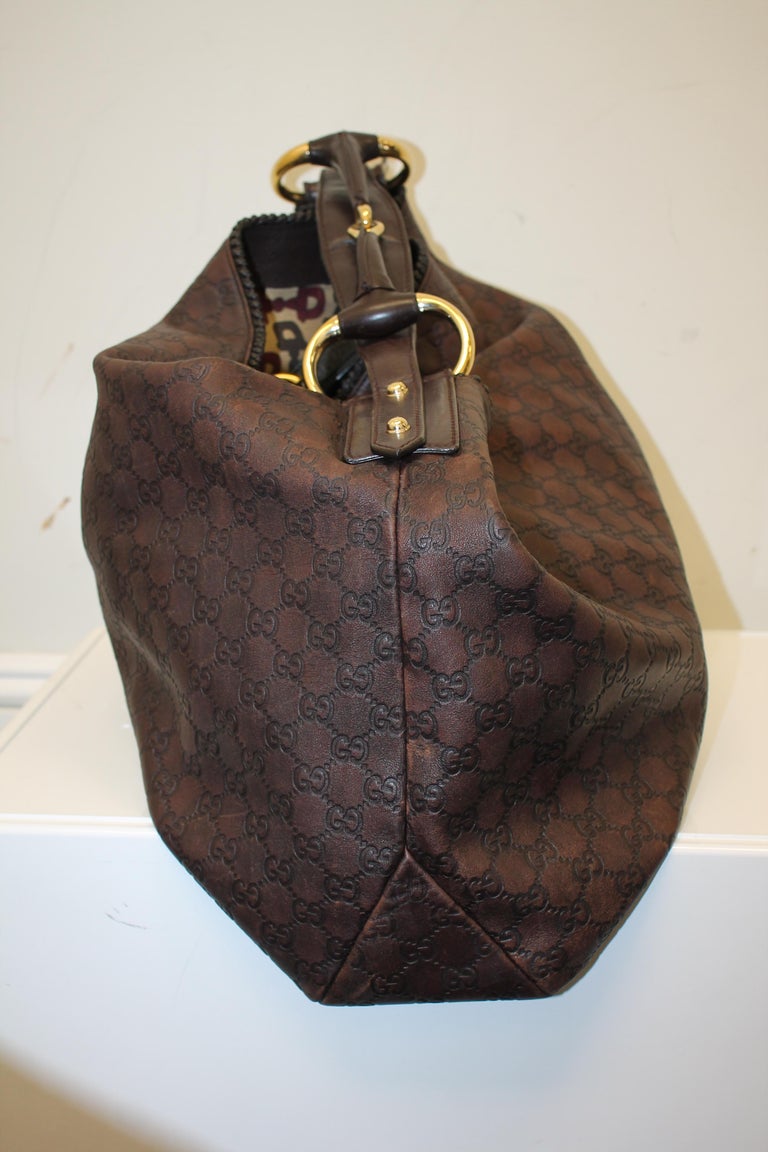Gucci Oversized Leather Embossed Monogram Shoulder Bag For Sale at 1stDibs