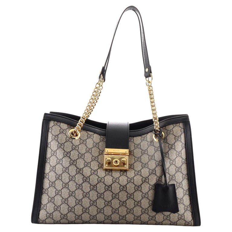 Gucci Padlock Chain Tote GG Coated Canvas Medium For Sale at 1stDibs