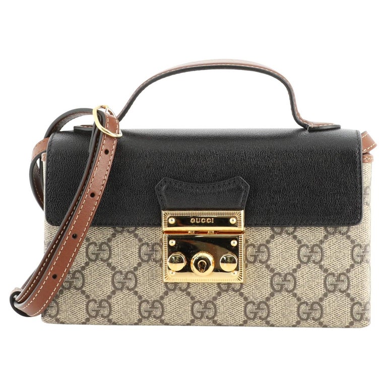Gucci Padlock Convertible Top Handle Bag GG Coated Canvas and Leather ...